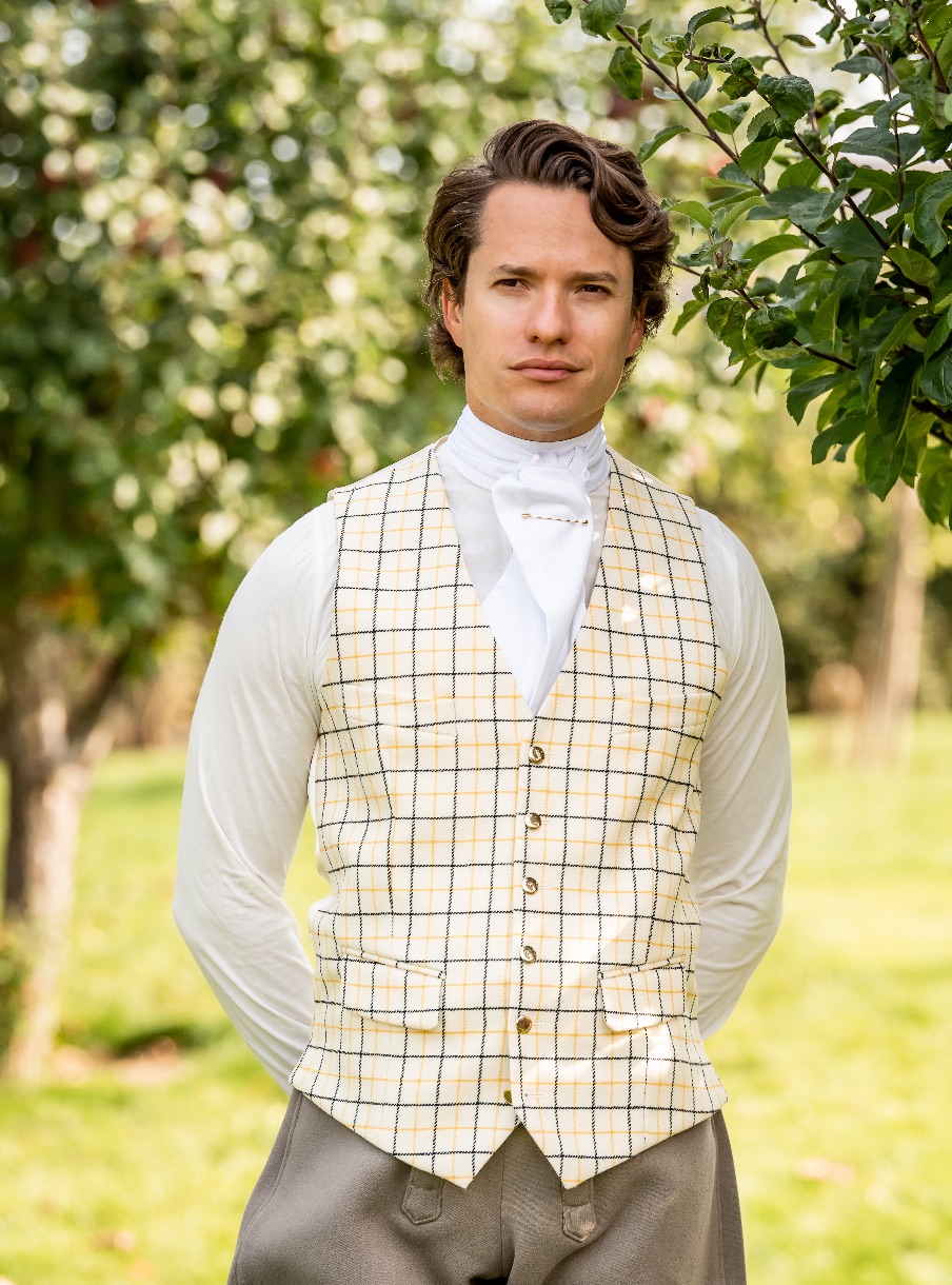 Mens Waistcoat - Black/Gold Tattersall - The Hunting Stock Market